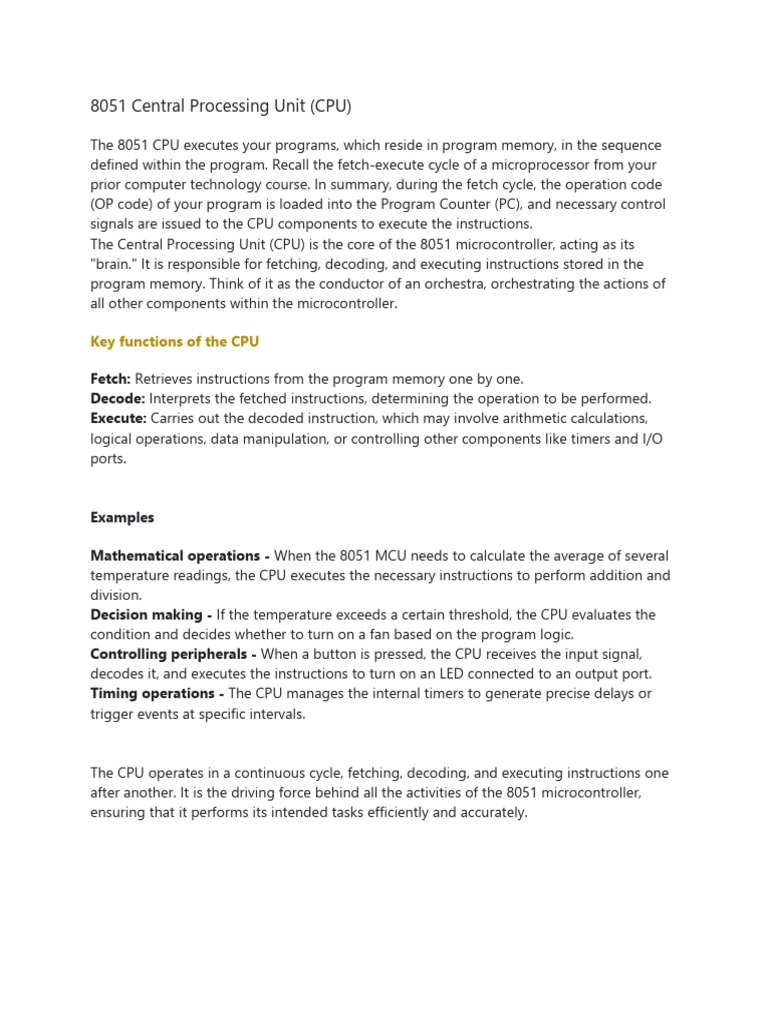 8051 Central Processing Unit | PDF | Central Processing Unit | Computer Program