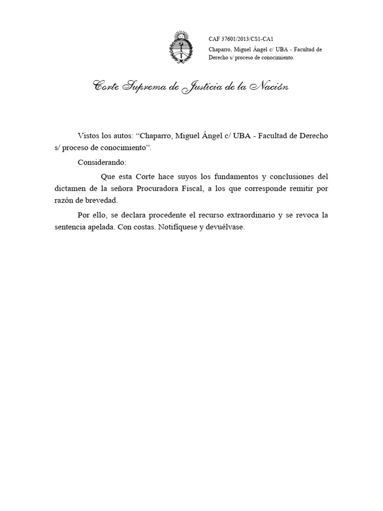Recurso de Chaparro contra UBA por Diploma | PDF | Educación más alta ...