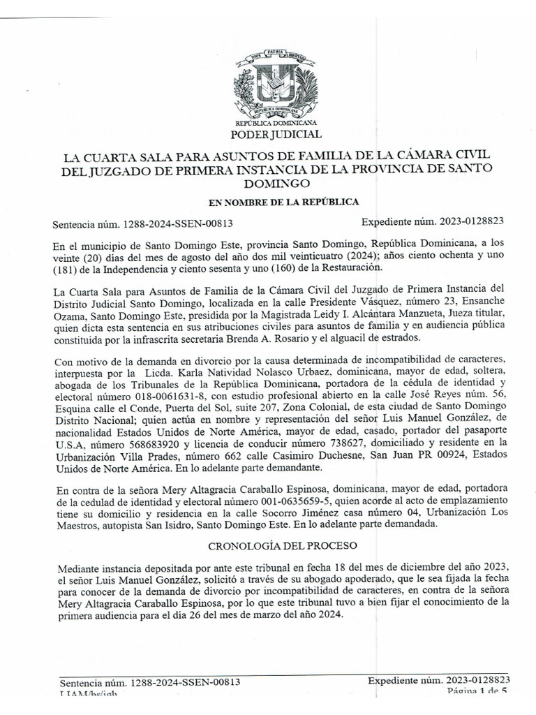 Sentencia de Divorcio | PDF