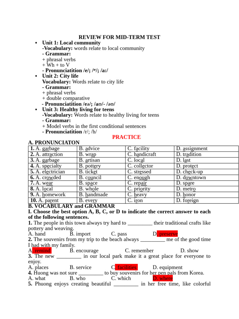 Đề Cương Ộn Tập Tiếng Anh 9 Ghki | PDF | Tea | Agriculture