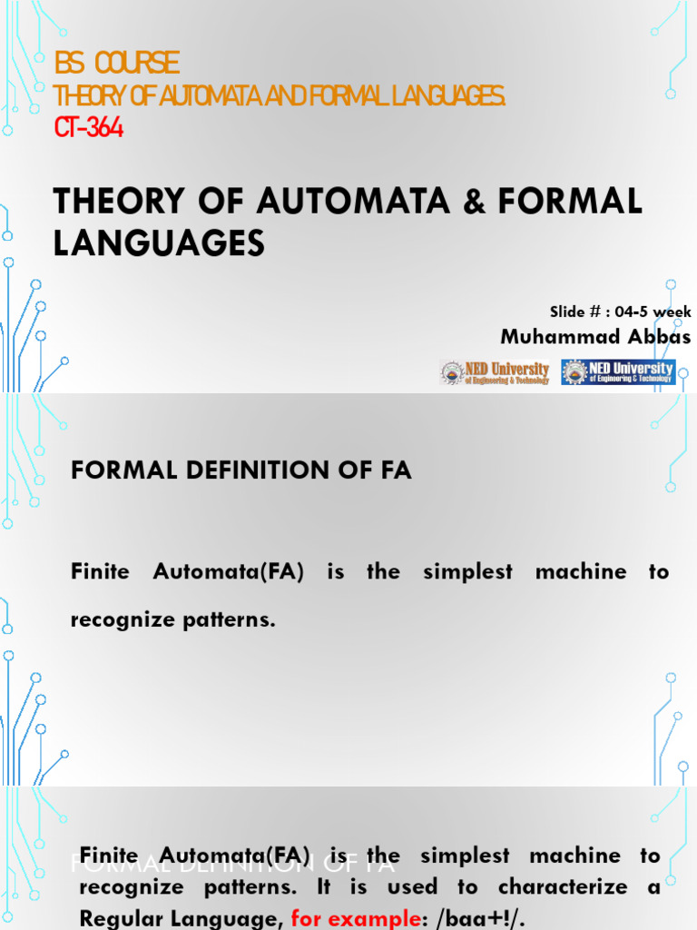 Slide#02 Week # 04, 05 TAFL | PDF | Automata Theory | Theory Of Computation