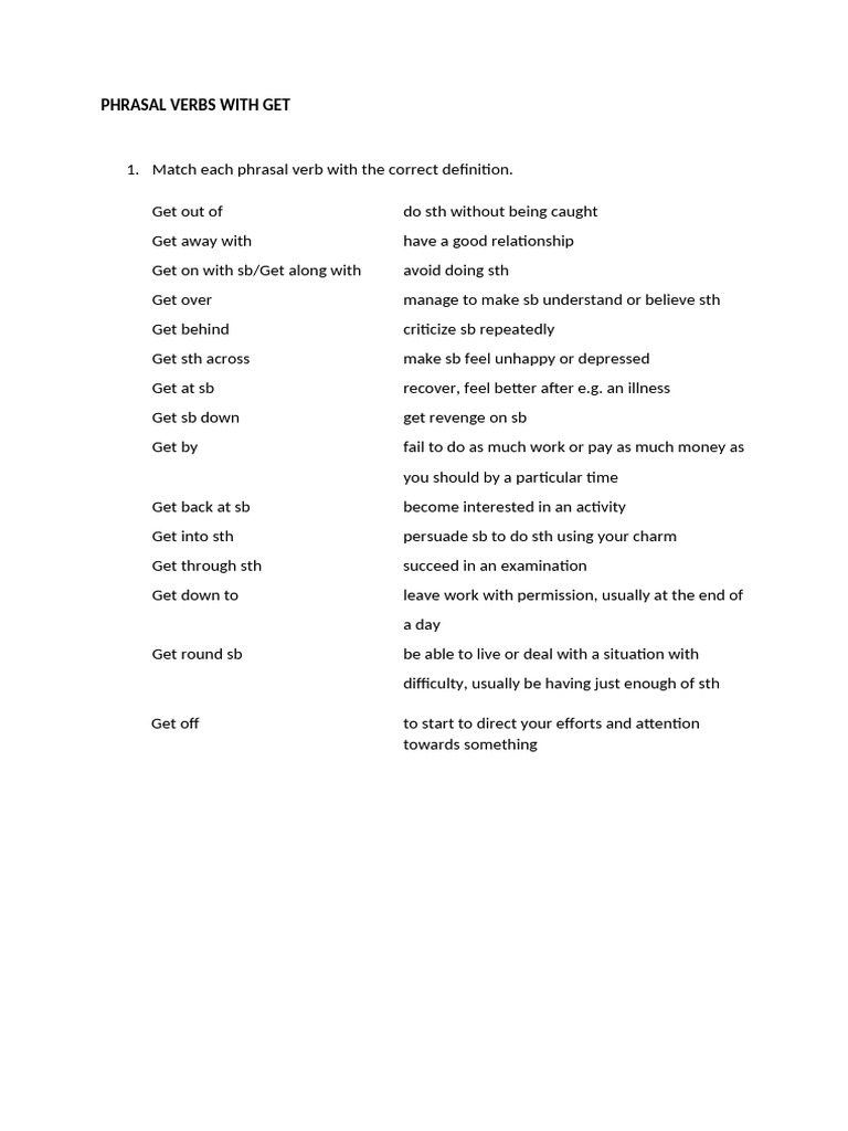 PHRASAL VERBS WITH GET | PDF