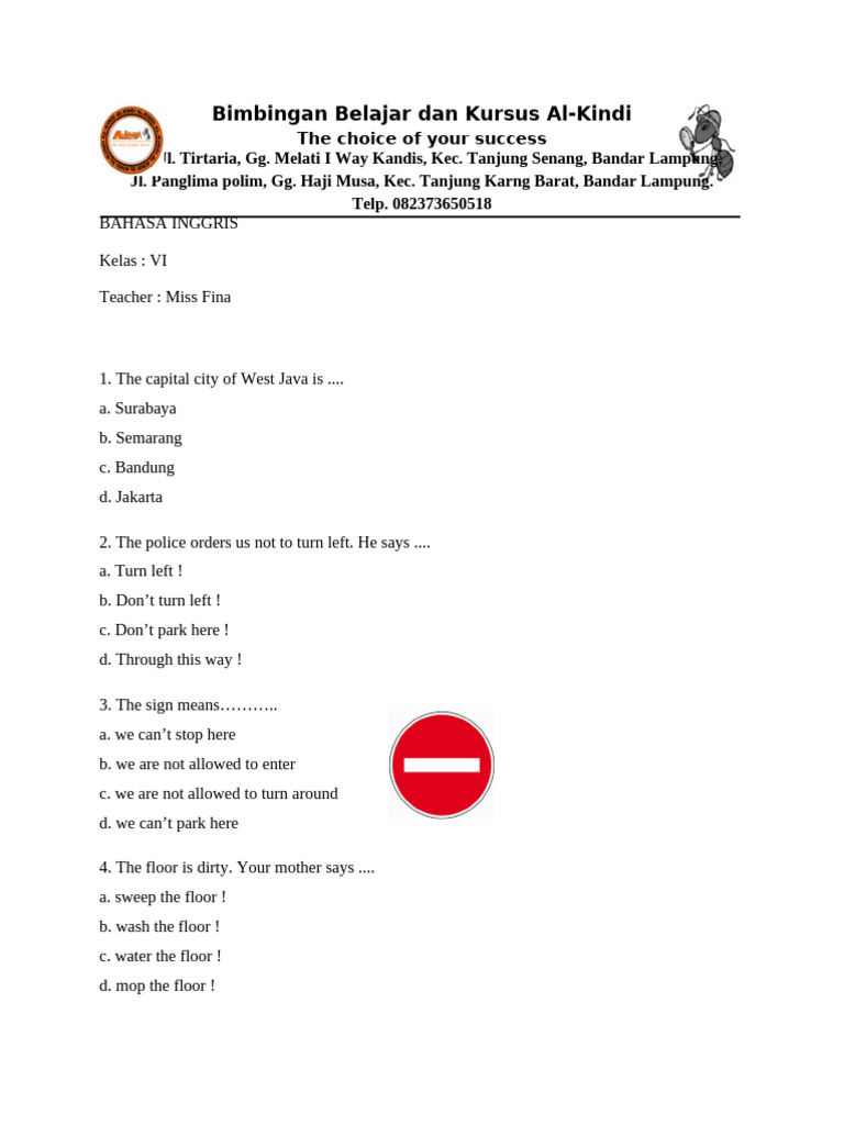 Soal B.inggris KLS 6 Intensive | PDF | Language Arts & Discipline