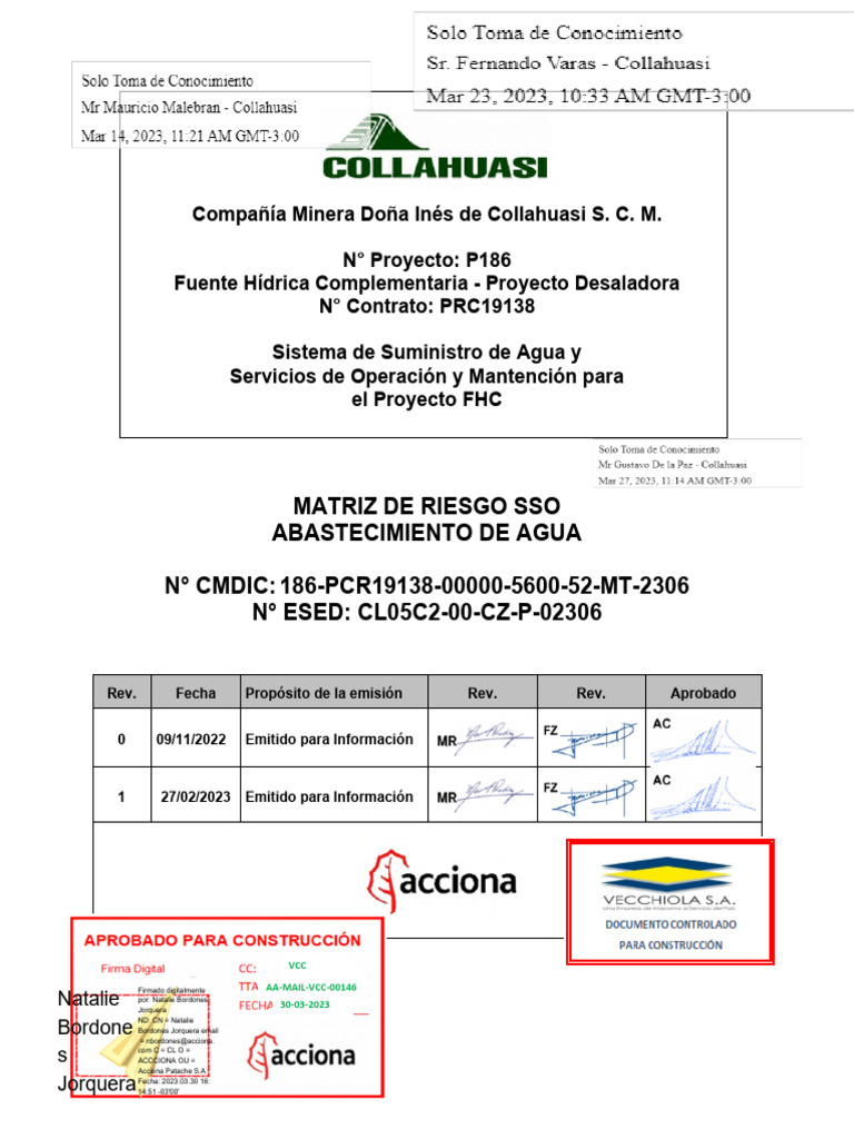 Matriz de Riesgos SSO Abastecimiento Agua | PDF | Naturaleza