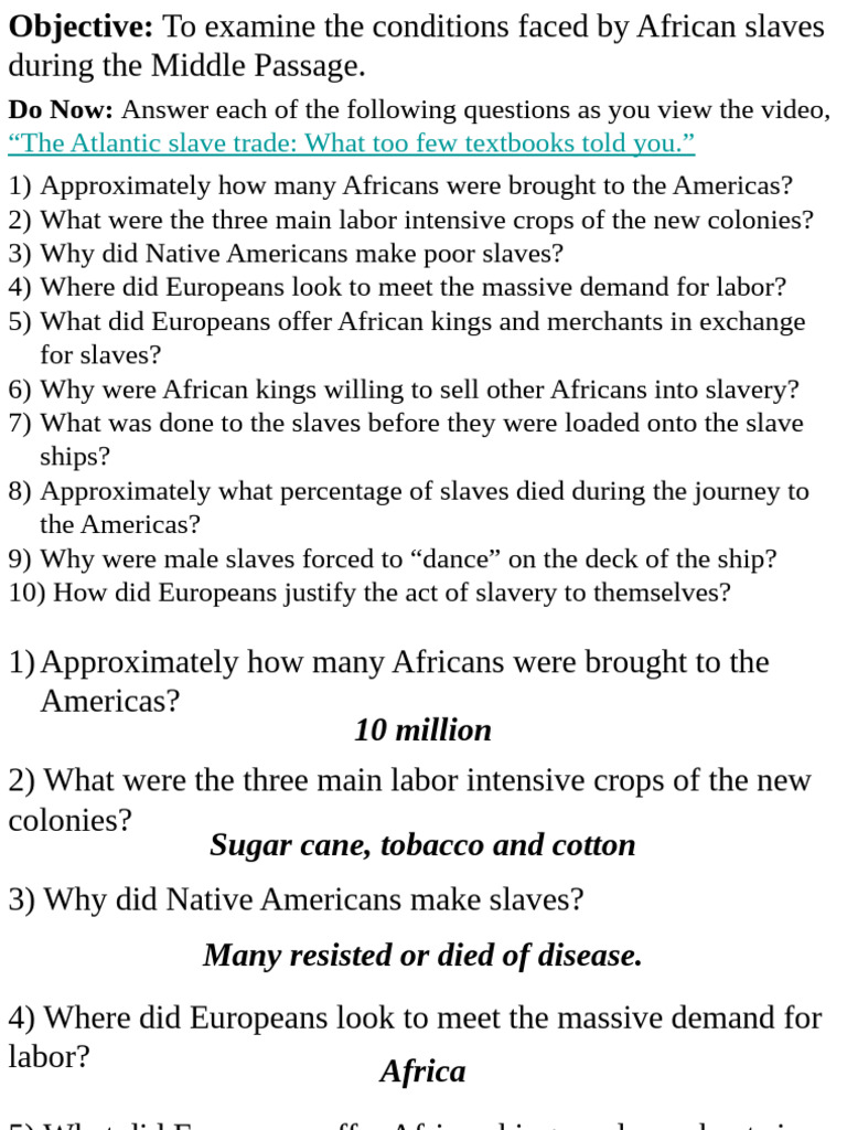 Slavery & Middle Passage PP | PDF | Slavery | Atlantic Slave Trade