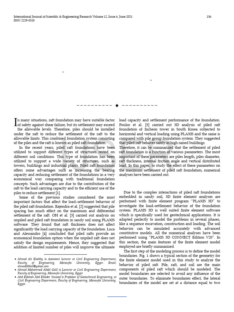 Settlement Performance of Piled Raft Foundations in Sand | PDF | Deep ...