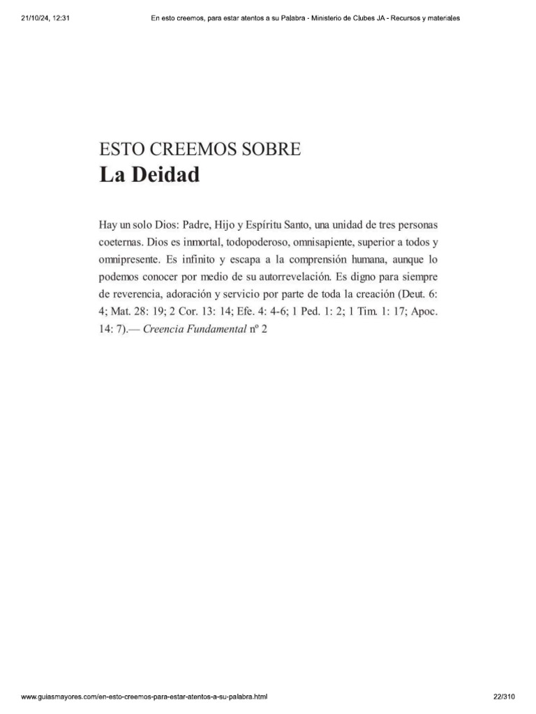 Creencia 2 - La Deidad | PDF