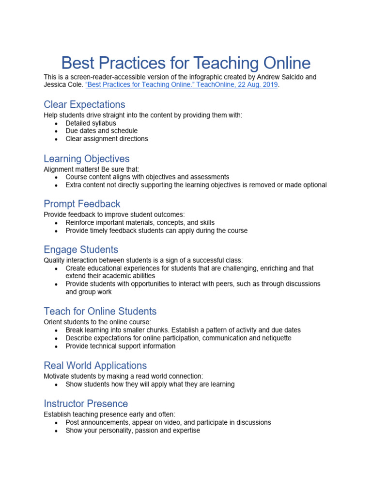 Best Practices For Teaching Online | PDF