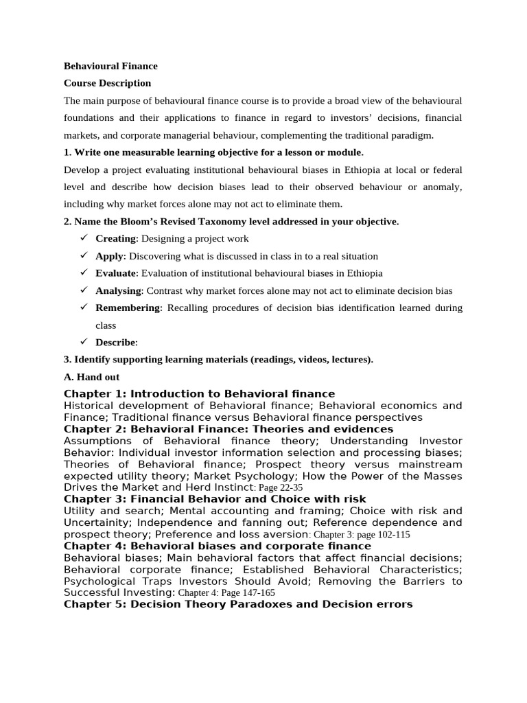 Master Class Assignment Learning Objective | PDF | Behavioral Economics ...