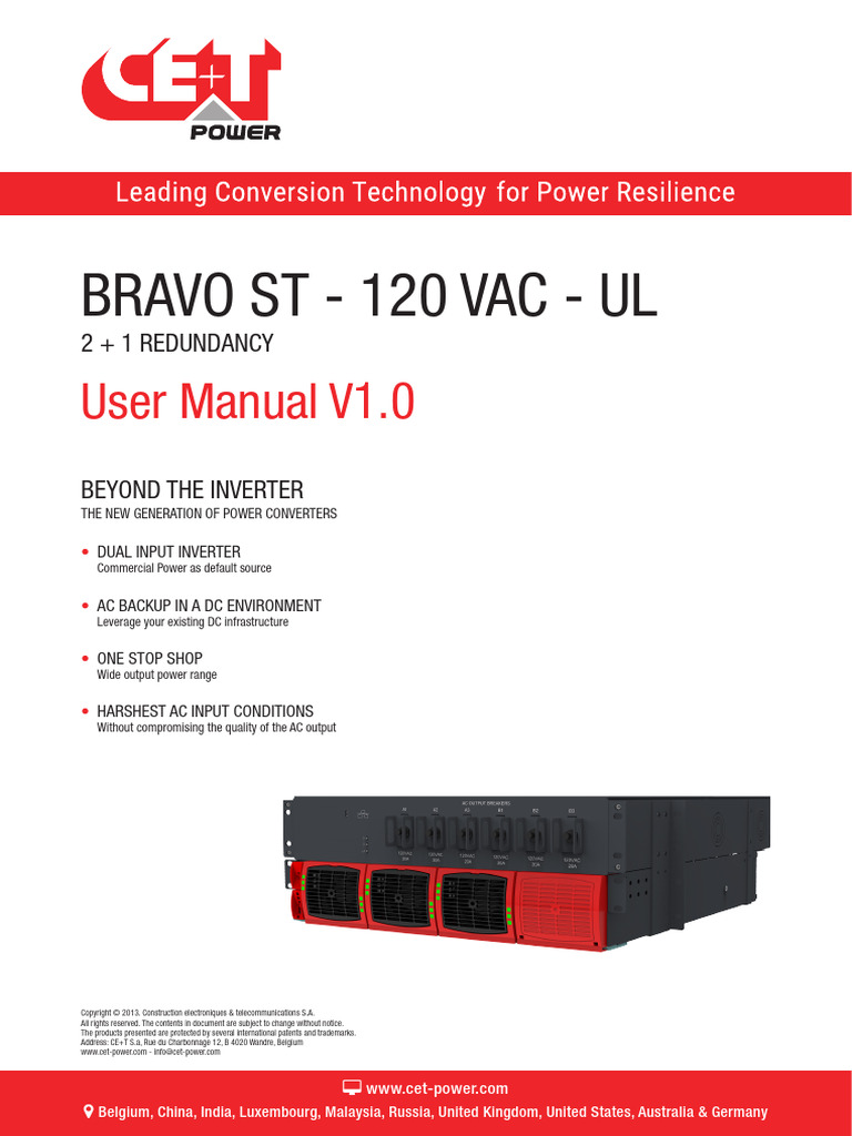 User Manual Bravo ST 120 Vac 21 Redundancy en v1.02 | PDF | Power Inverter | Electrical Engineering
