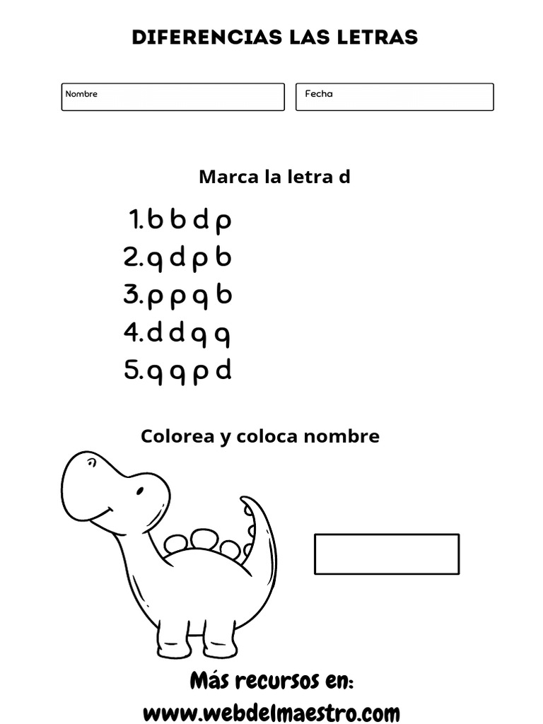 Actividades para Dislexia: Letras d y b | PDF