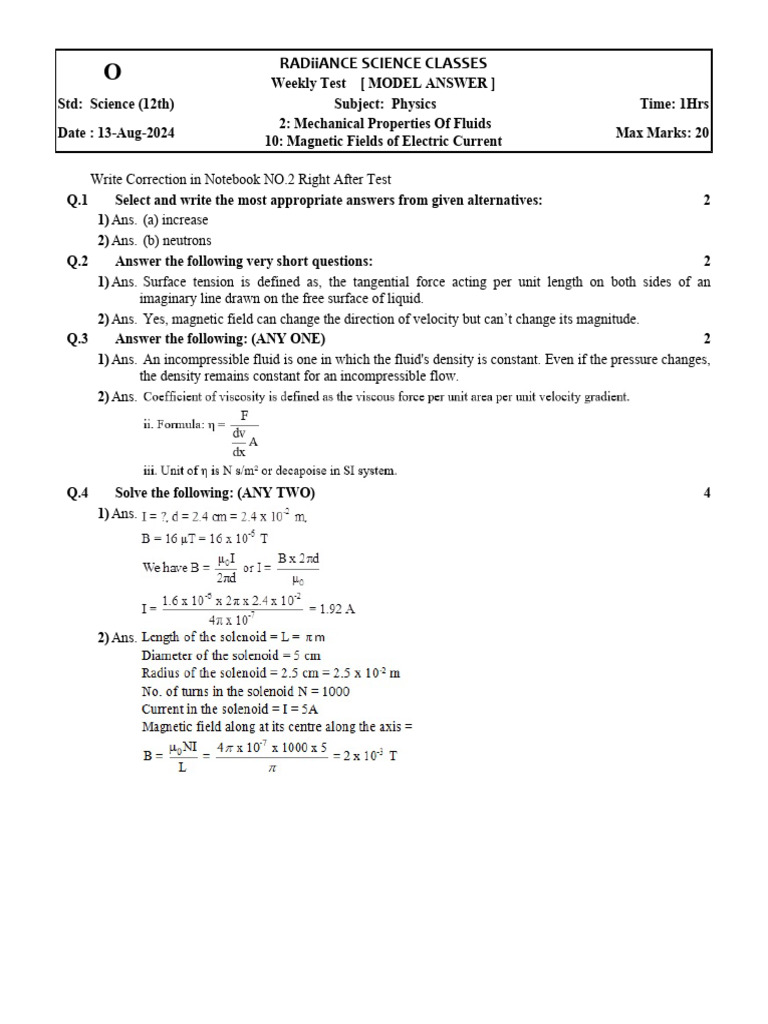 PHY ANS | PDF | Liquids | Dynamics (Mechanics)