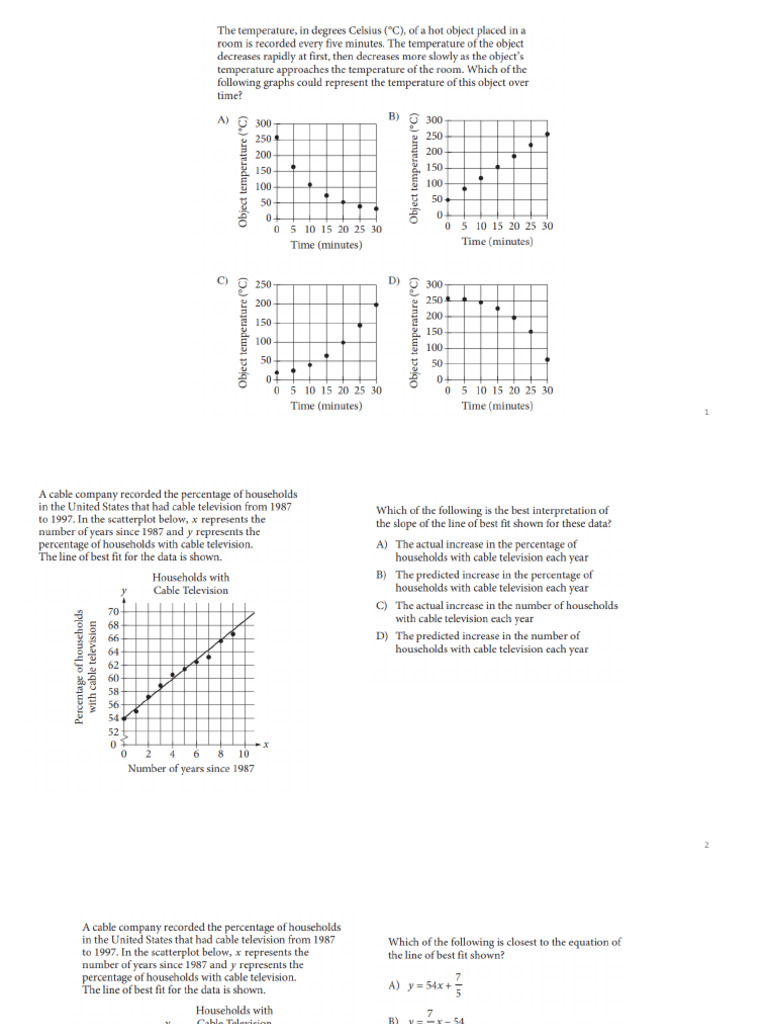 Practice Scatter Plots and The Line of Best Fit | PDF