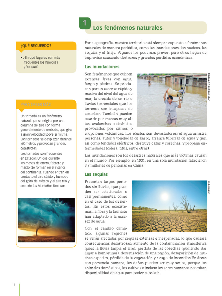 Texto Los Fenomenos Naturales Sem7 | PDF | Sequía | Cambio climático