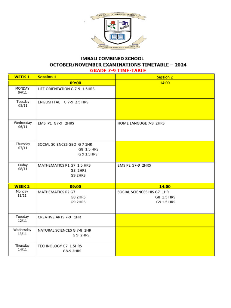 Get 2024 Examination Time Table-1 | PDF