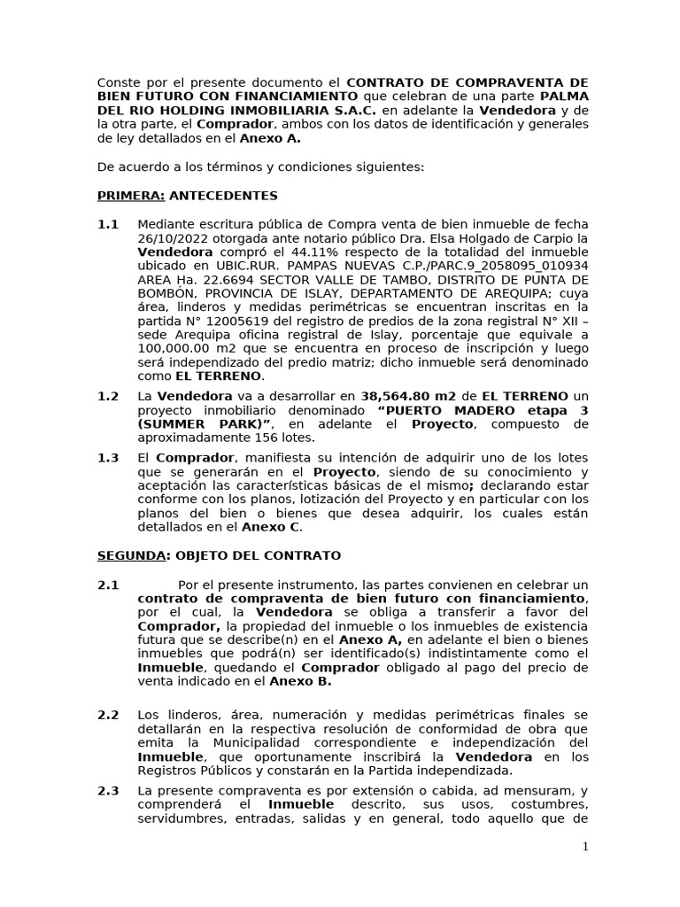 Modelo Con Poder y Penalidad Al 10% Summer Park | PDF | Propiedad | Derecho civil (sistema legal)