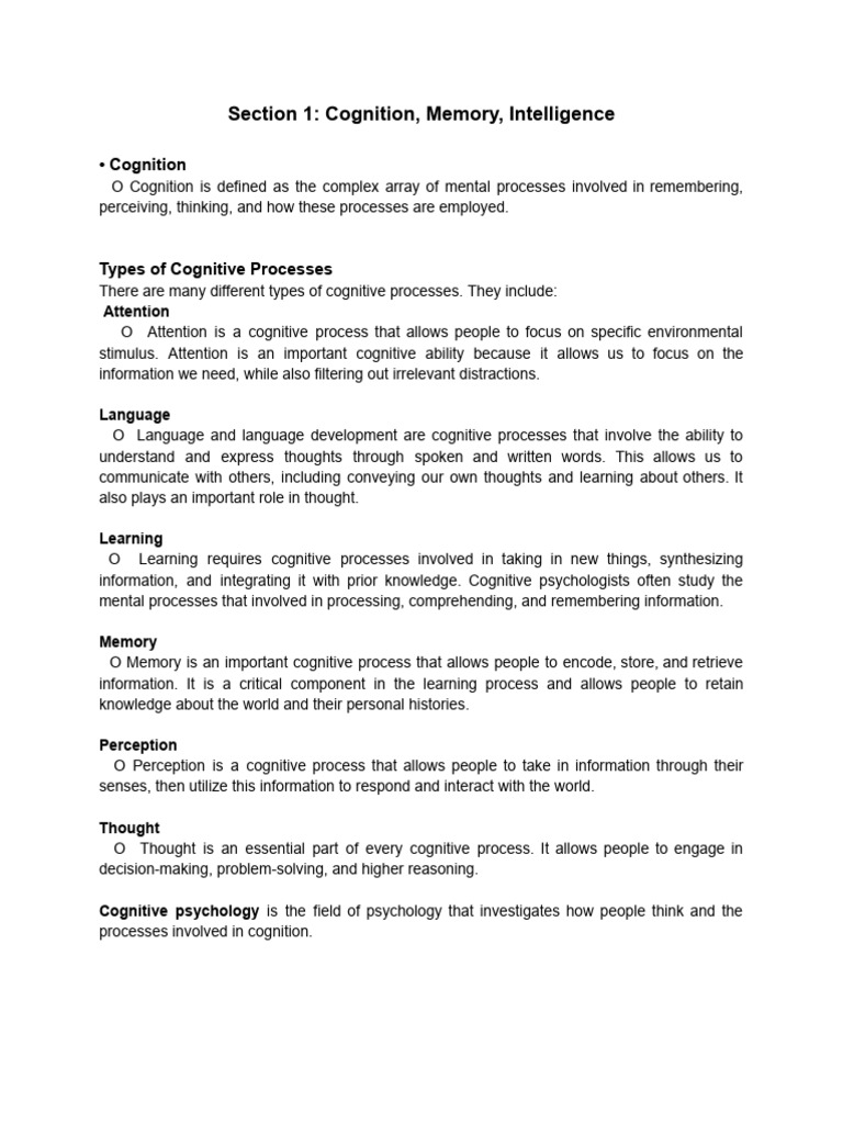 Cognitive Processes & Intelligence | PDF | Intelligence | Cognition