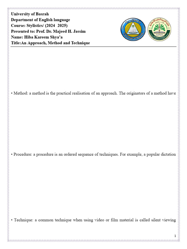 Approch, Method, and Technique | PDF | Language Education | Language ...