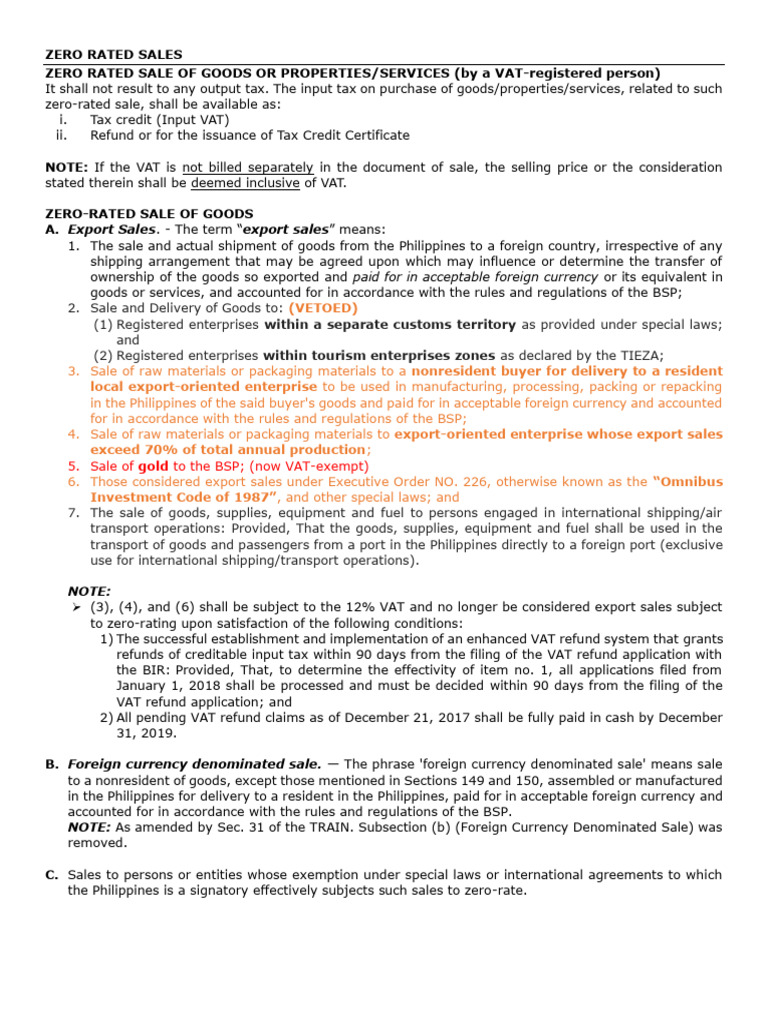 ZERO RATED SALES & EXEMPT | PDF | Value Added Tax | Taxes