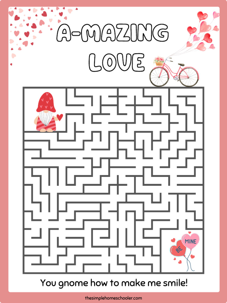 Printable Valentine Maze PDF Packet | PDF