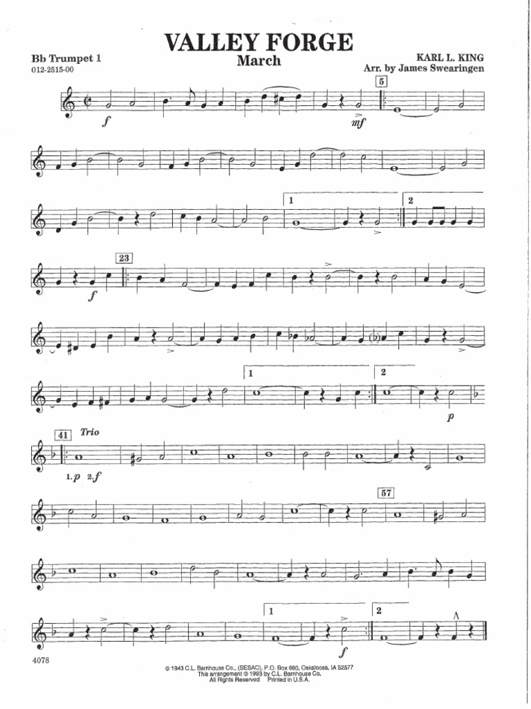 Valley Forge March Trumpet 1 | PDF