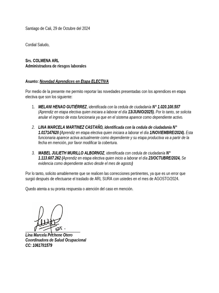 Novedad Colmena Arl Urgente | PDF | Confidencialidad | Política de privacidad