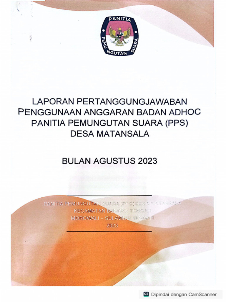 LPJ Sekretariat Pps Desa Matansala Bulan Agustus | PDF