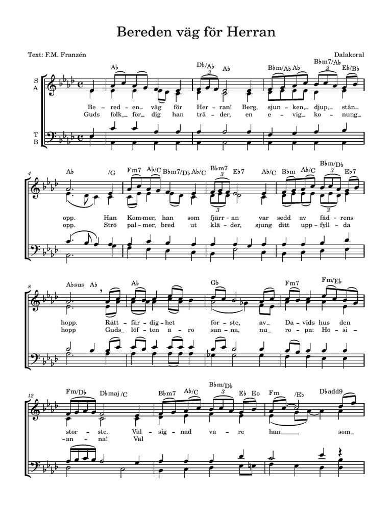 Bereden Väg För Herran SATB | PDF
