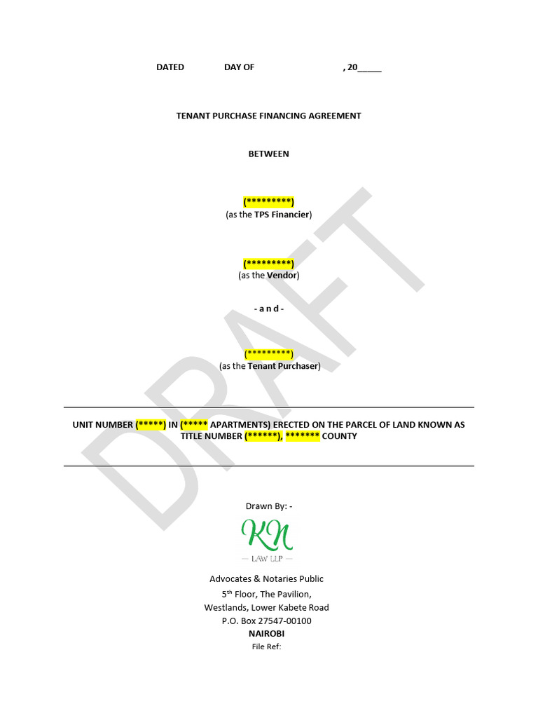 Template Tenant Purchase Scheme Agreement | PDF | Leasehold Estate | Lease