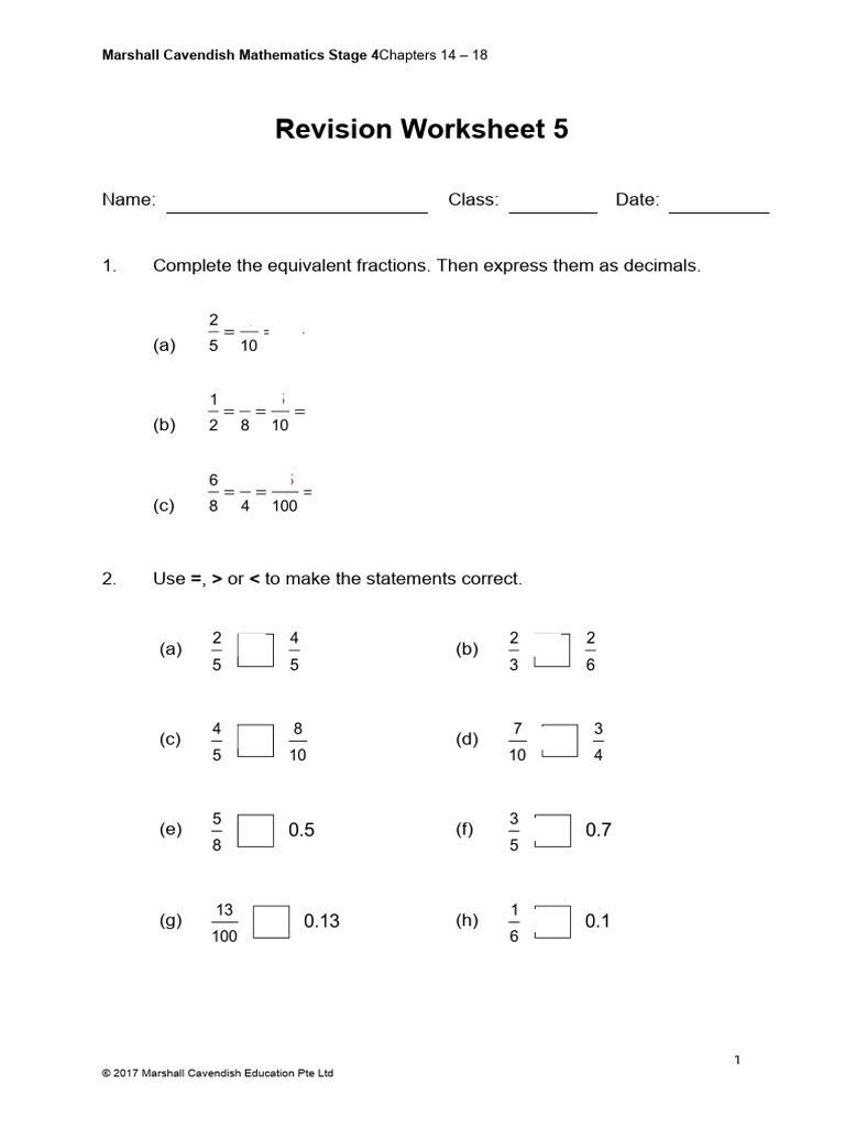 MC Maths Revision WS Stage 4 C14-18 | PDF | Lexicology | Division (Mathematics)
