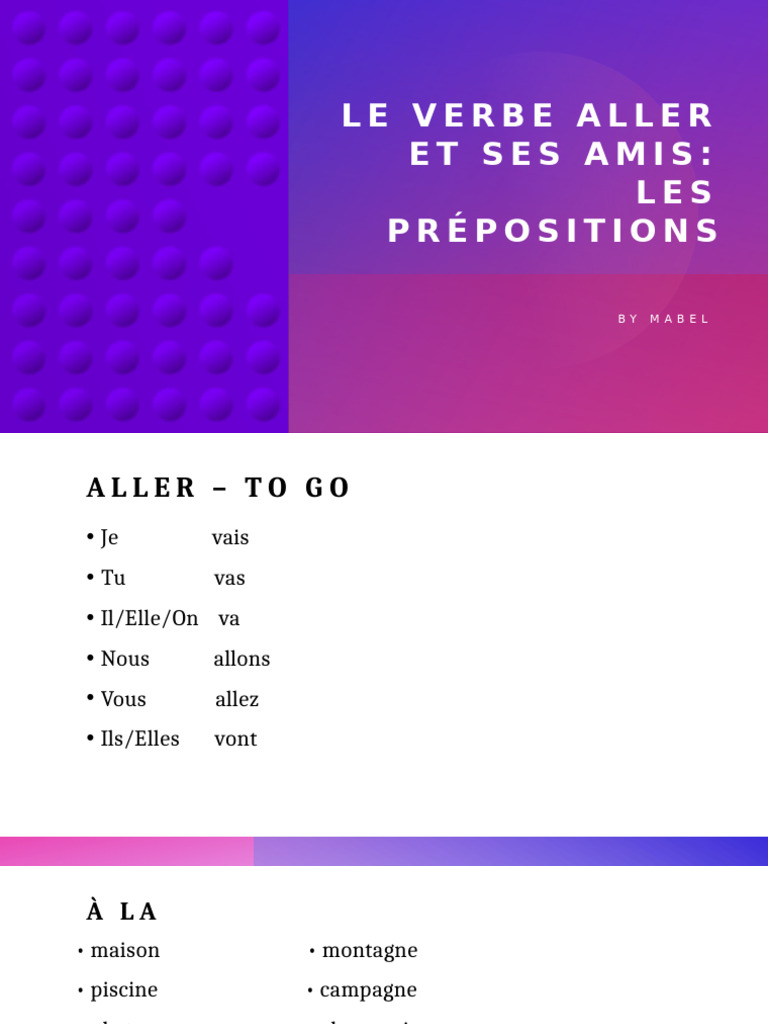 Aller Et Les Prépositions | PDF