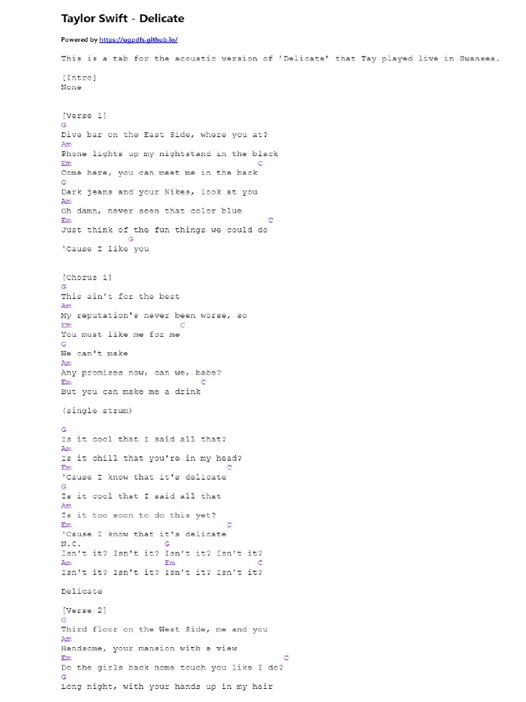 Taylor Swift - Delicate | PDF