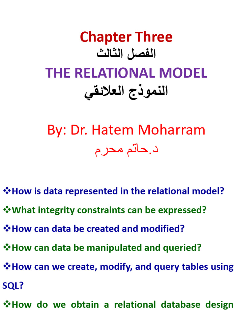 Database Chapter 3 by Hatem | PDF | Relational Database | Relational Model