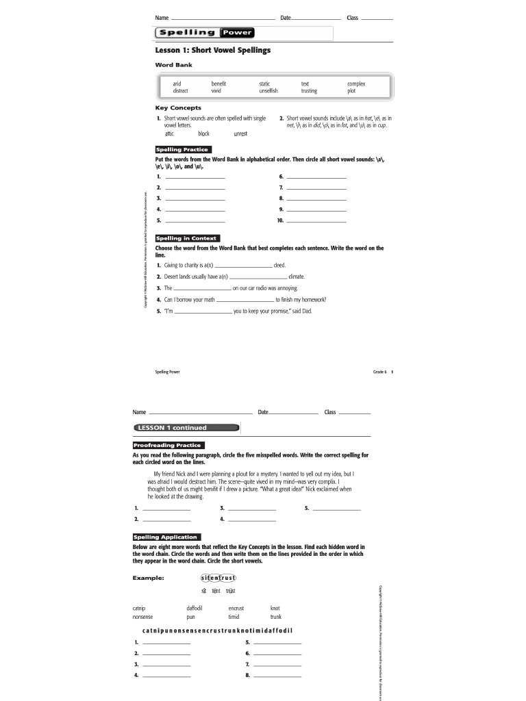 (Template) Grade 6 Spelling | PDF