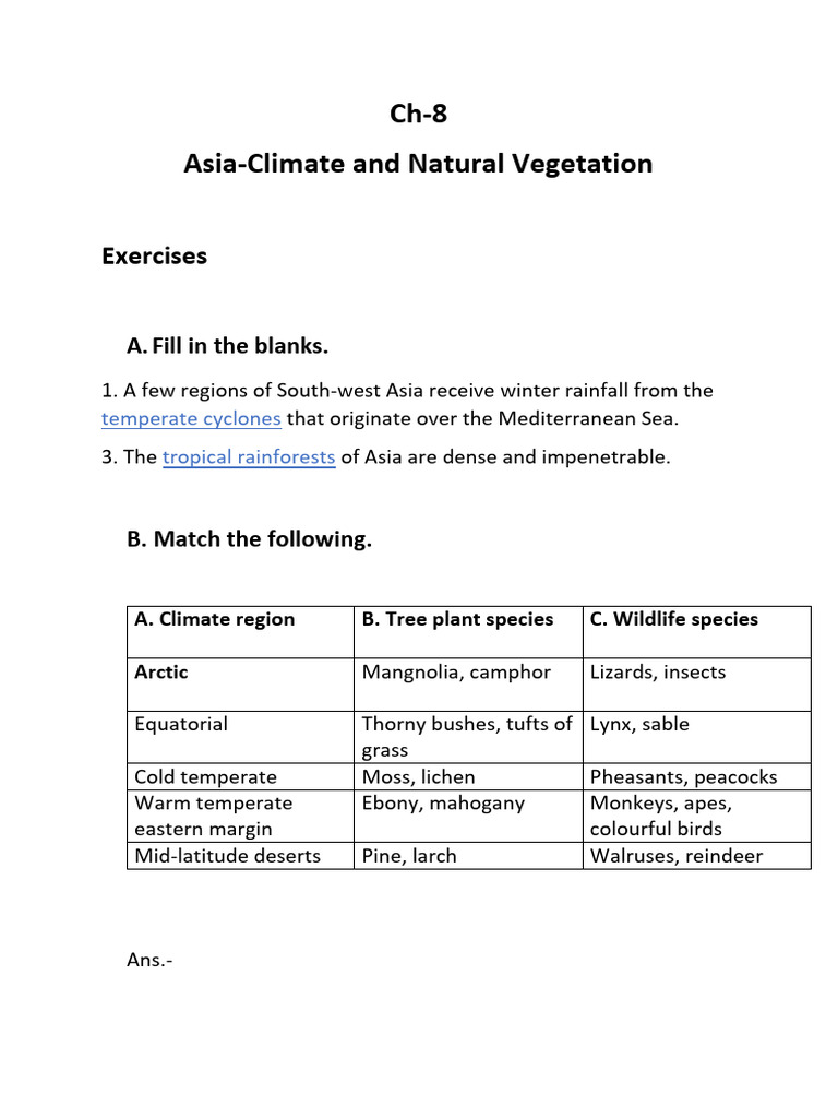Asia's Climate and Vegetation Overview | PDF | Social Science | Home ...