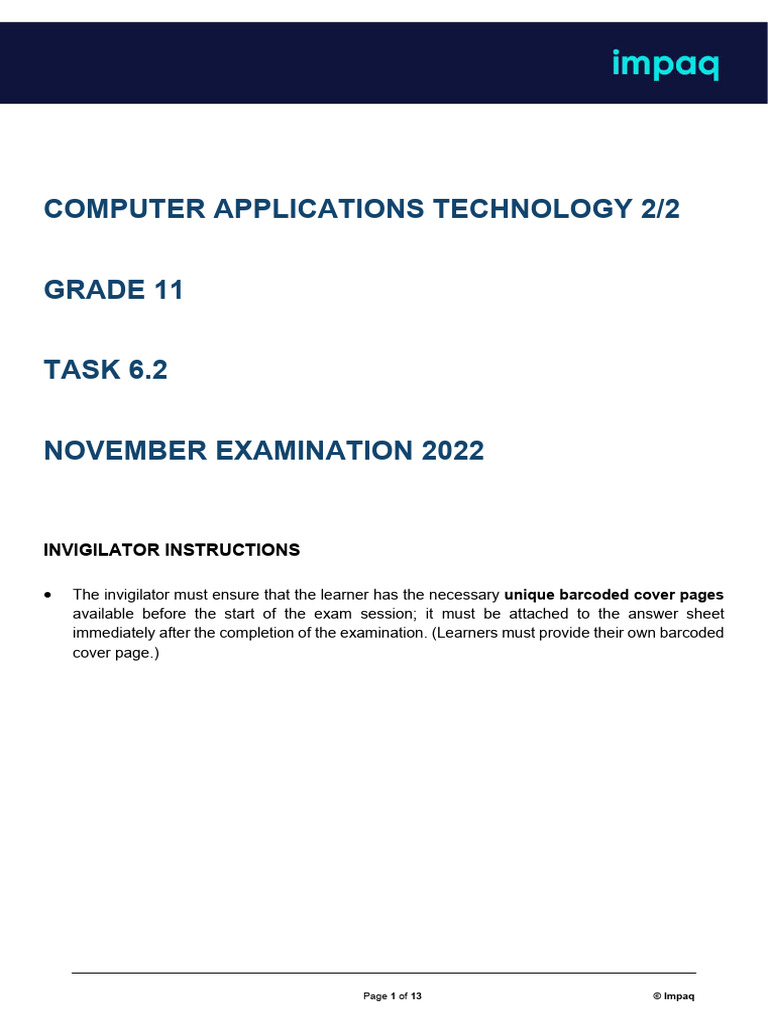 Grade 11 CAT November Exam Paper 2 | PDF | Computer File | Multimedia