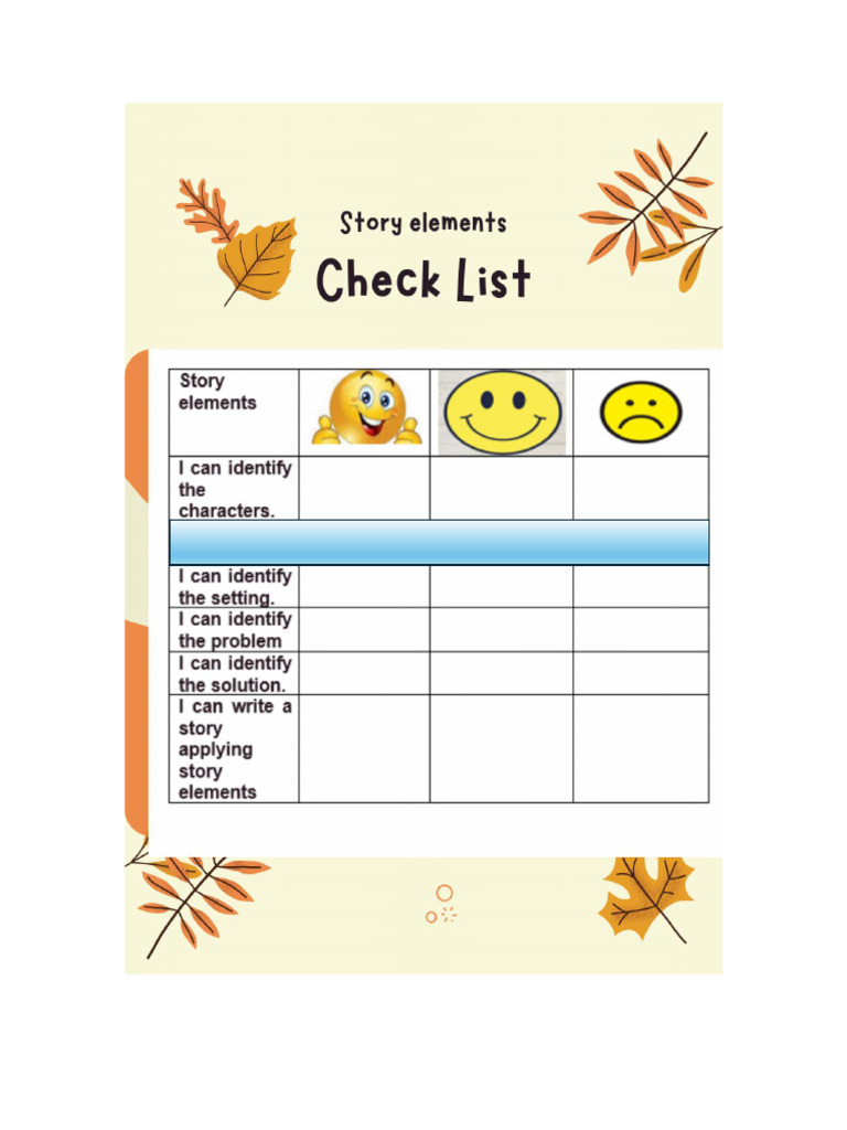 Story Elements Checklist | PDF