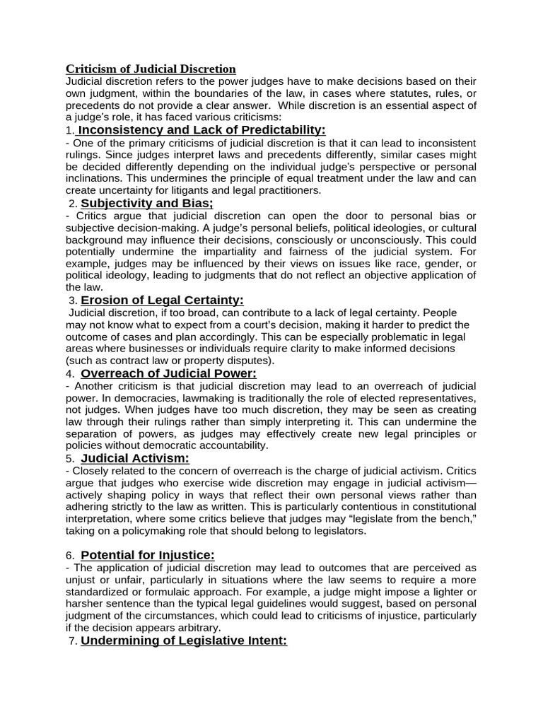 Criticism of Judicial Discretion | PDF | Bail | Precedent