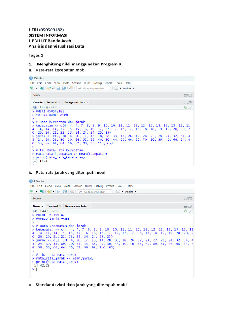HERI 050509182 - Analisis Dan Visualisasi Data - Tugas 1 | PDF | Komputer