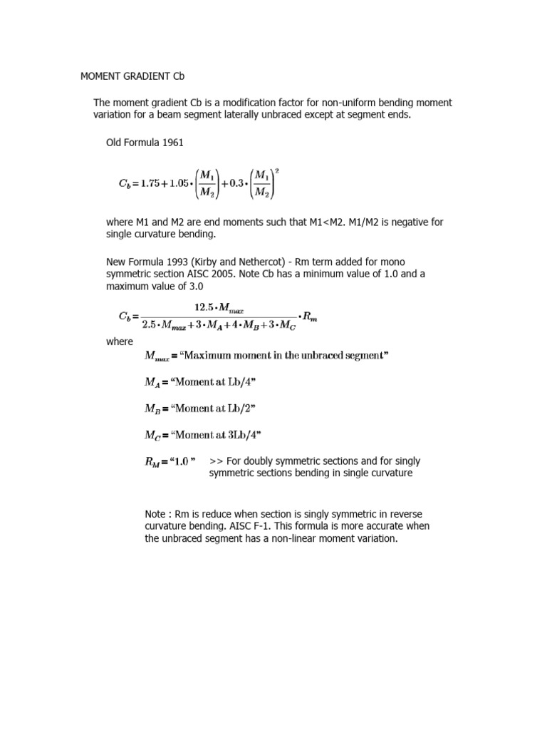 Moment Gradient Factor Cb Guide | PDF