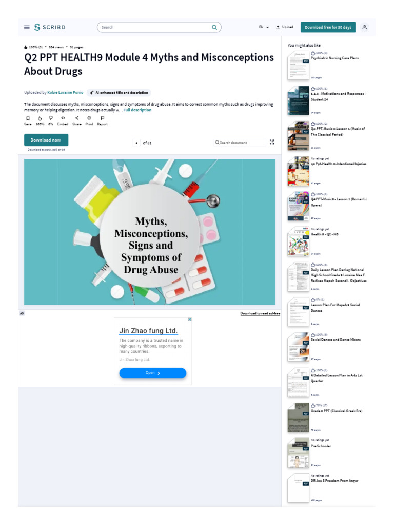 WWW Scribd Com Presentation 688837597 Q2 PPT HEALTH9 Module 4 Myths and ...