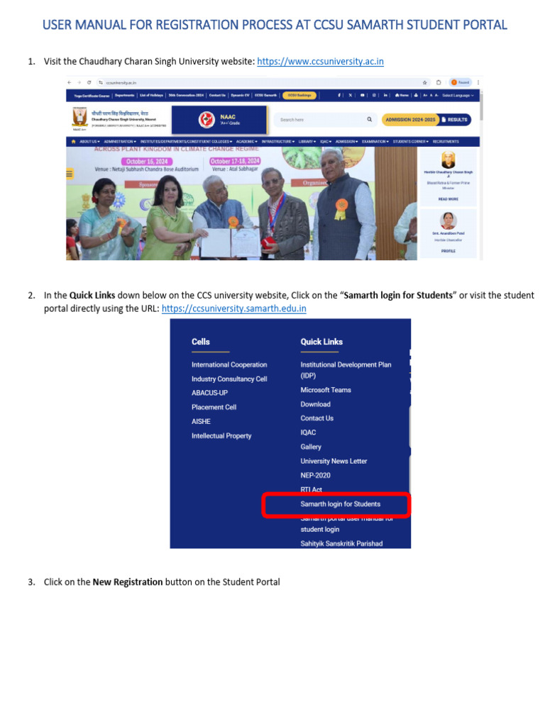 CCSU Samarth Portal Registration Guide | PDF