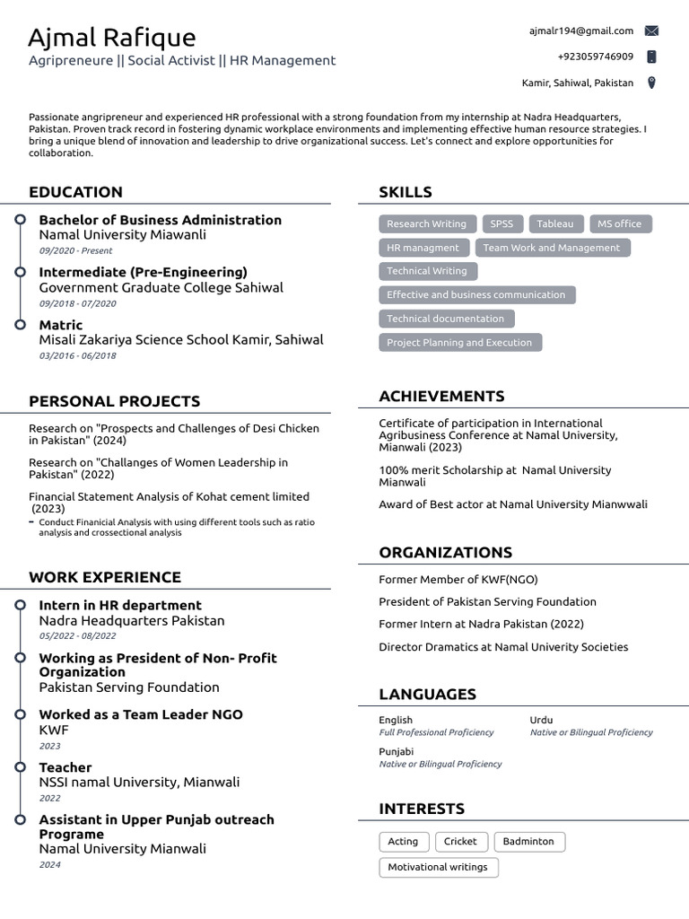 Ajmal's Resume (1) | PDF | Business Ajmal's Resume (1) | PDF | Business