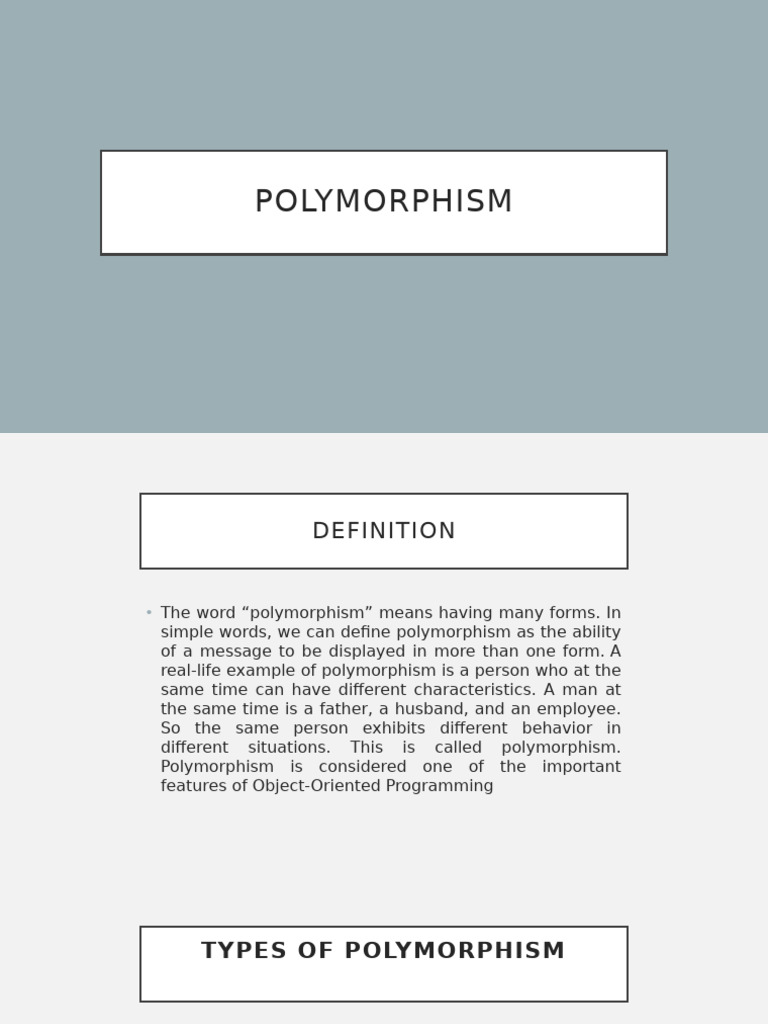 POLYMORPHISM | PDF | Parameter (Computer Programming) | Programming ... POLYMORPHISM | PDF | Parameter (Computer Programming) | Programming ...