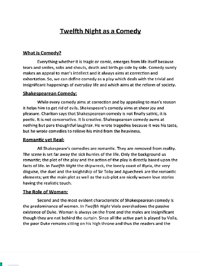 Twelfth Night As Comedy | PDF
