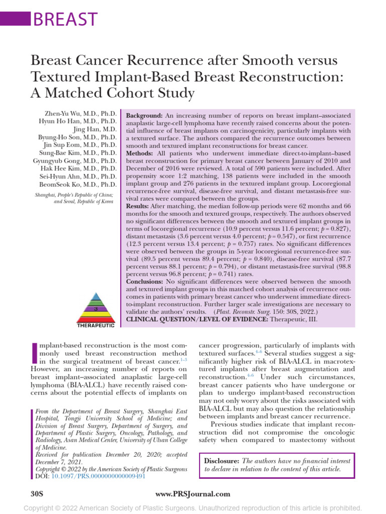 Breast Cancer Recurrence After Smooth Versus.5 | PDF | Breast Cancer ...