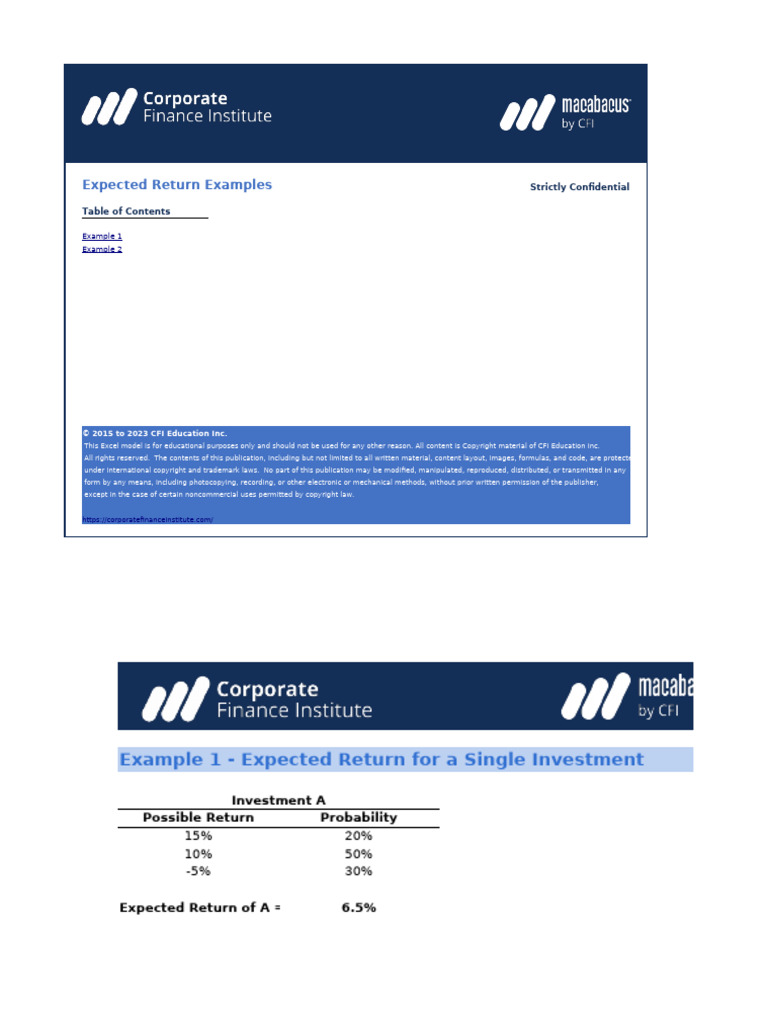 Expected Return Sample Template | PDF