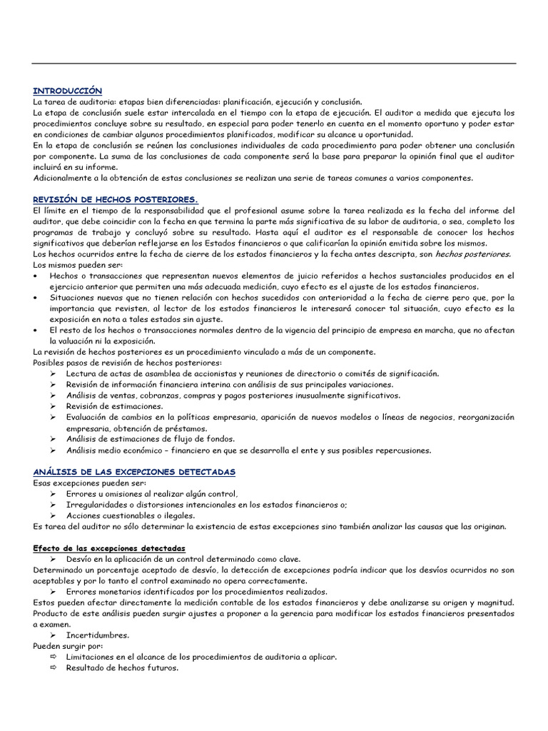 CONCLUSIONES FINALES. Cap. XXVII Slosse | PDF | Auditoría | Contabilidad