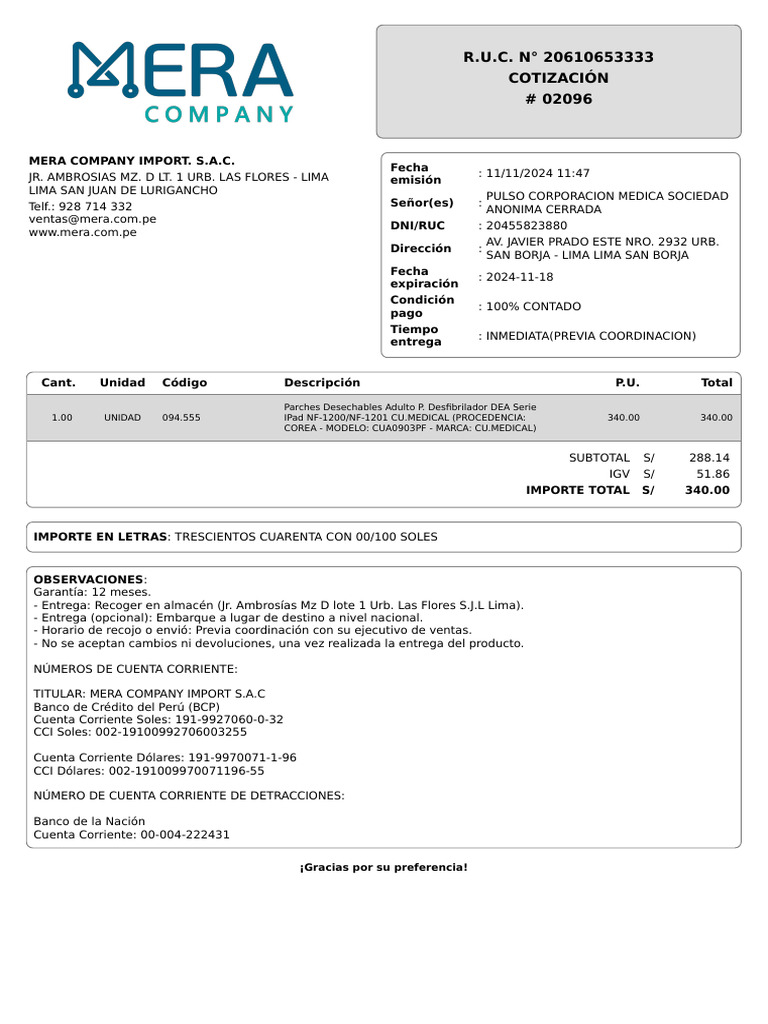 Cotizacion 2096 | PDF | Servicios financieros | Bancario