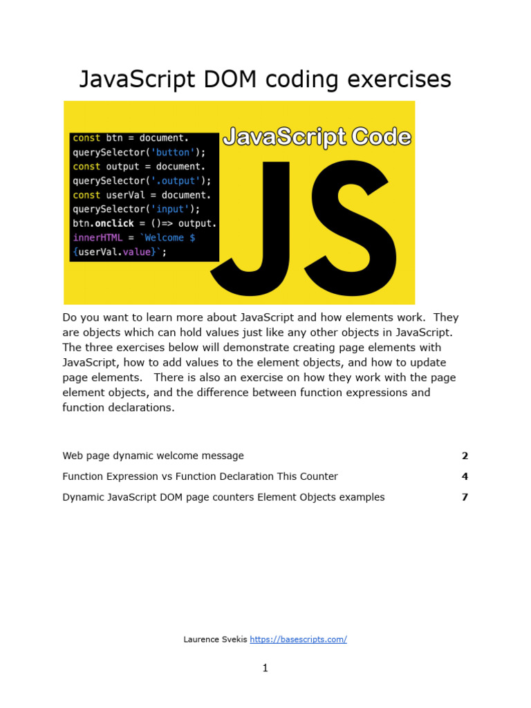 JavaScript DOM Exercises | PDF | Java Script | Document Object Model JavaScript DOM Exercises | PDF | Java Script | Document Object Model